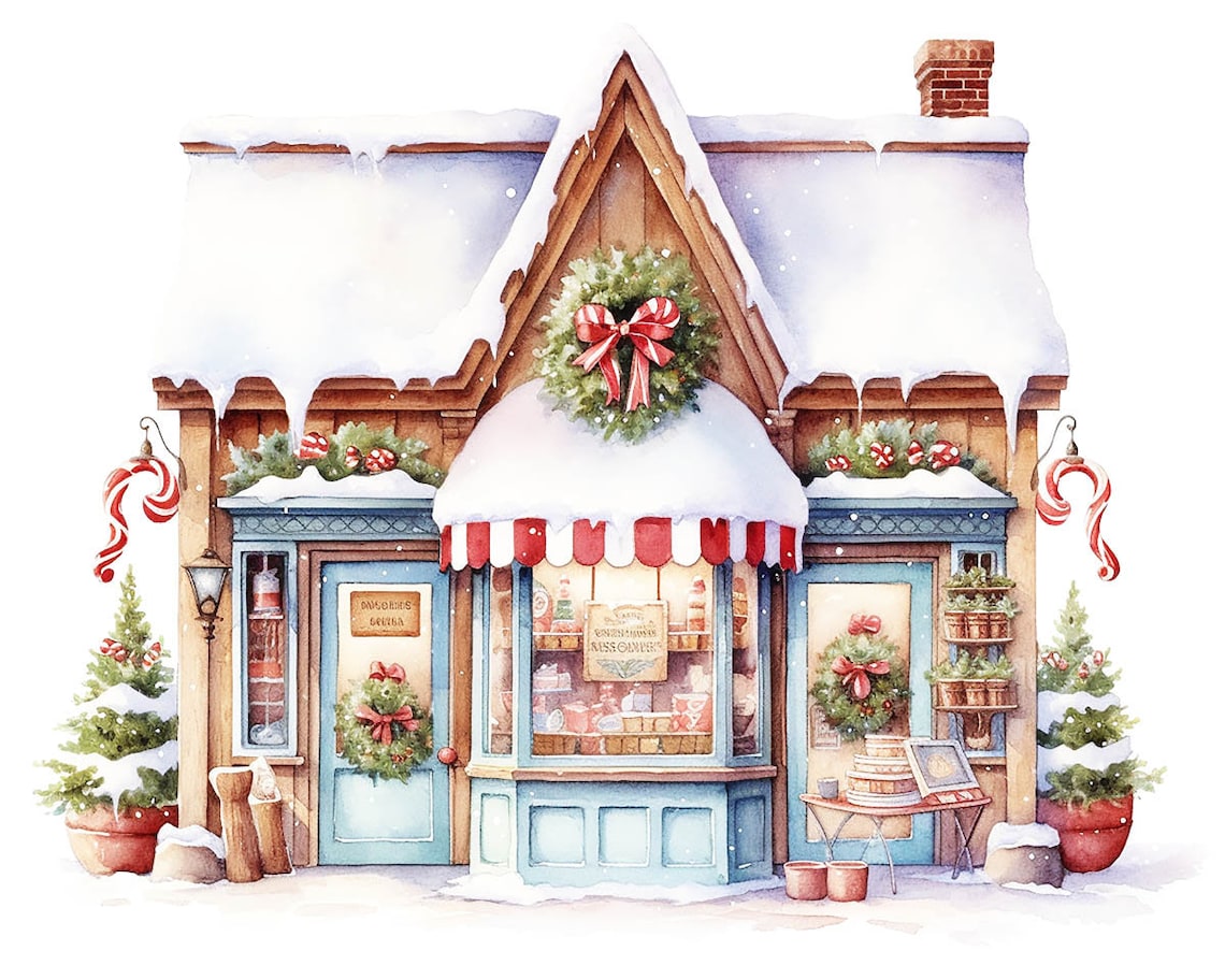 Christmas Bakery Clipart Bakery Clipart PNG Watercolor Christmas Bakery ...