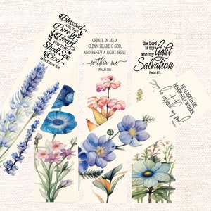 Christian Bible Verse Floral Bookmarks Digital Printable for Women ...