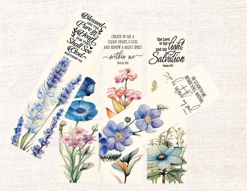 Christian Bible Verse Floral Bookmarks Digital Printable for Women ...
