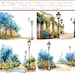 Watercolor Walking Path Lamp Post Clipart Forest Path With Flowers ...