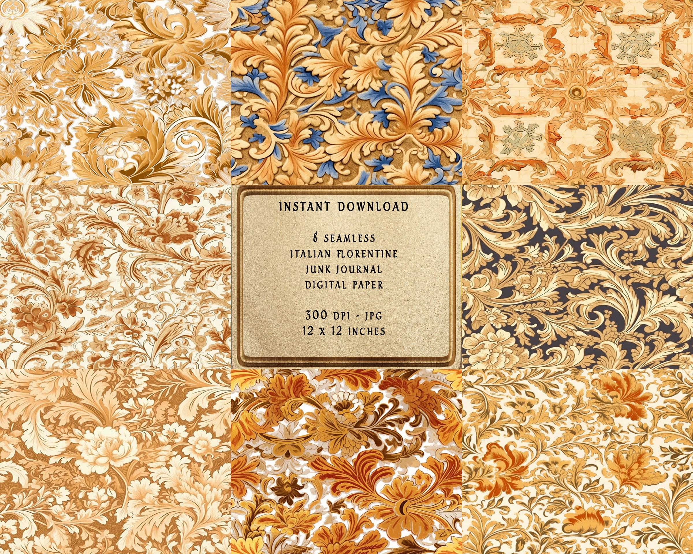 Elegant Florentine Renaissance Decoupage Paper: Printable Italian Gold ...