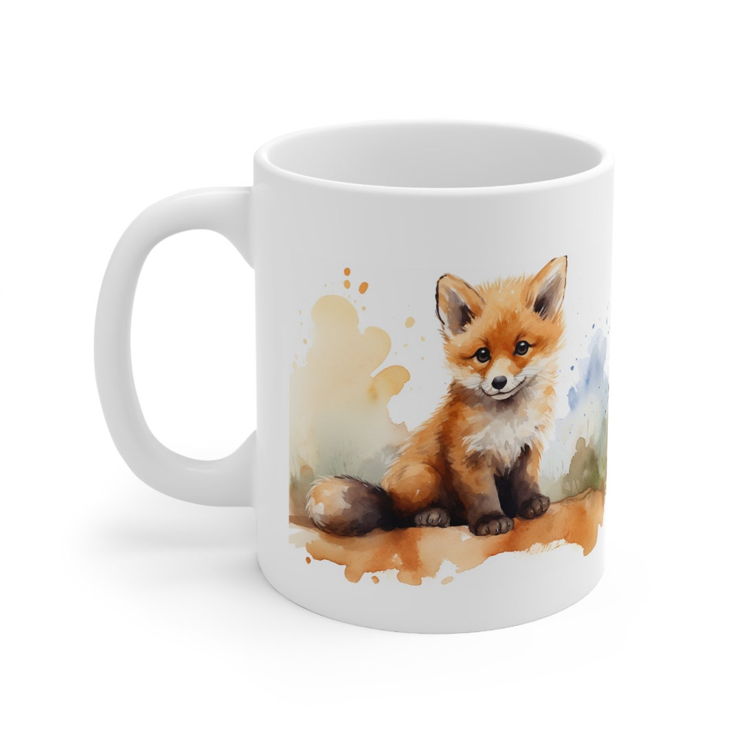Cute Baby Fox Ceramic Mug 11 Oz Baby Fox With Cup Tea or Coffee Lover ...