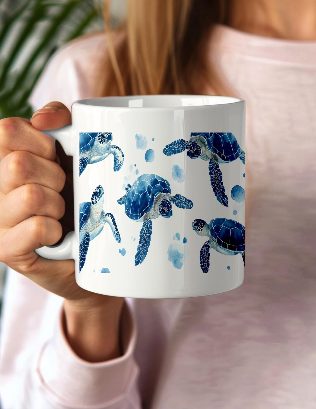 Sea Turtles Mug, Cool Blue Turquoise Blue Sea Turtle Pattern - Etsy