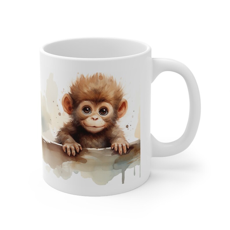 Cute Baby Monkey Ceramic Mug 11 Oz Baby Monkey With Cup Tea or Coffee ...