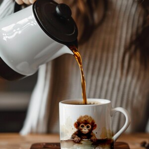 Cute Baby Monkey Ceramic Mug 11 Oz Baby Monkey With Cup Tea or Coffee ...