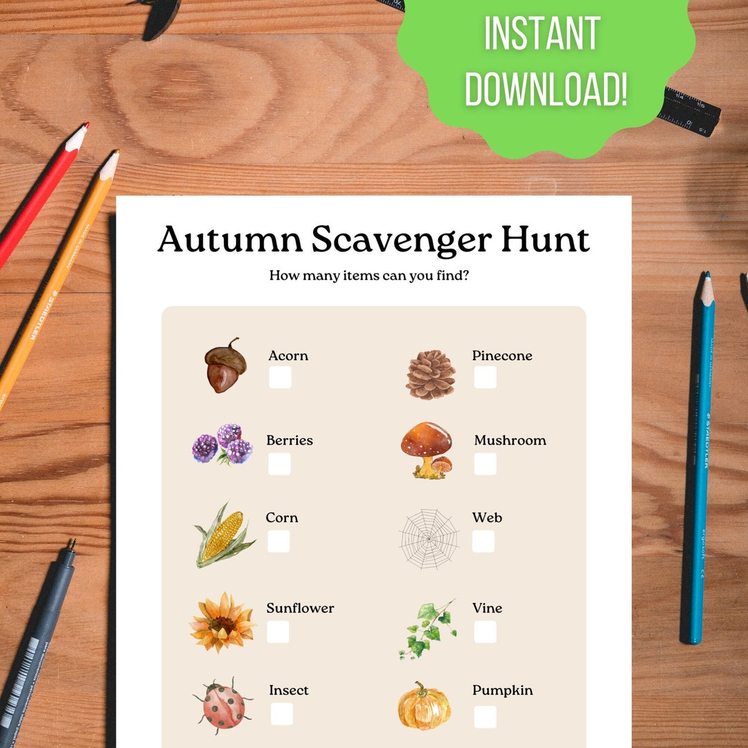 Autumn Adventure Scavenger Hunt | Kids Digital Printable Activity ...