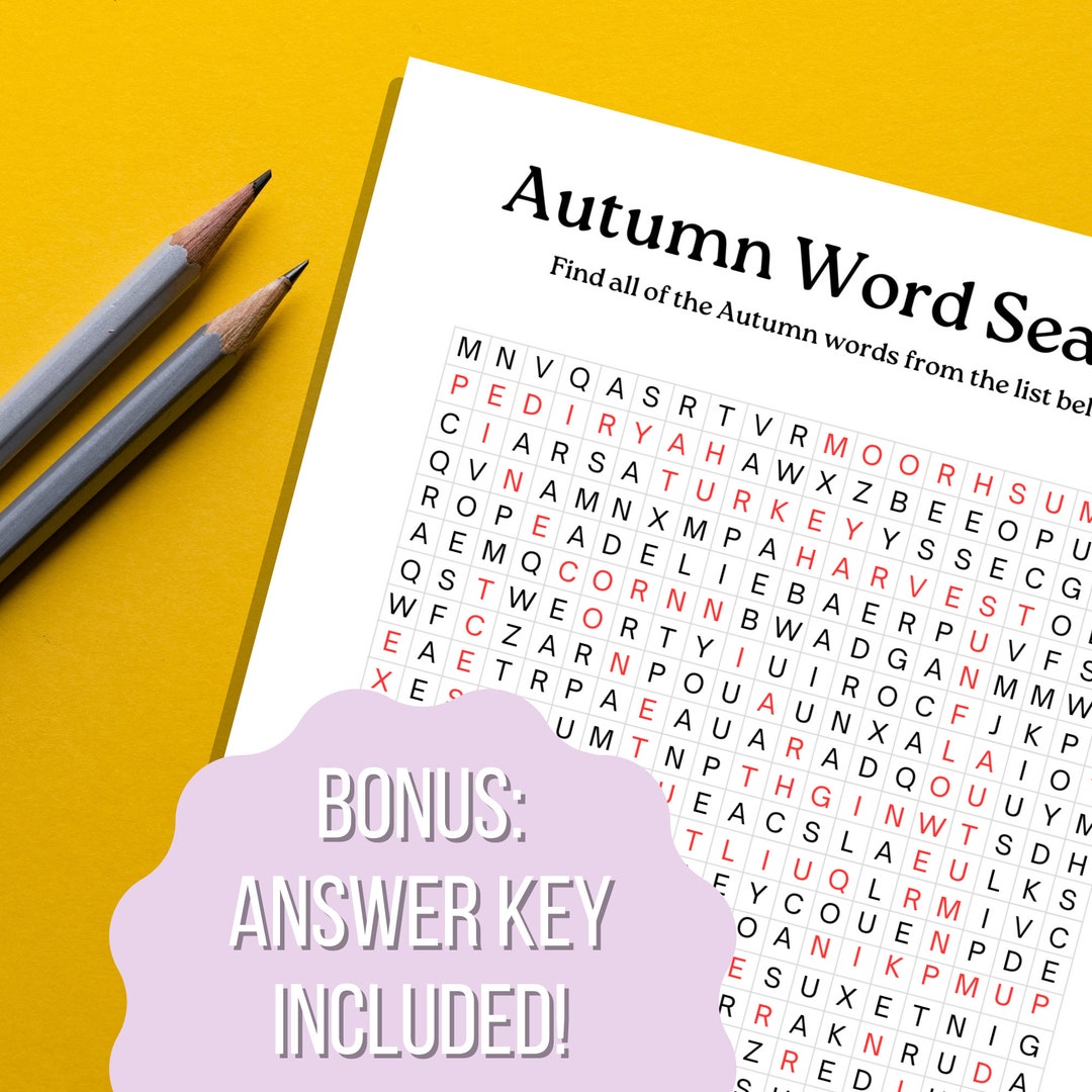 Autumn Adventure Word Search With BONUS Answer Key | Kids Digital ...