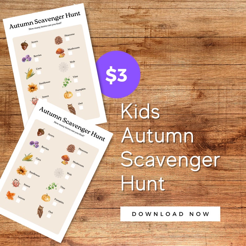 Autumn Adventure Scavenger Hunt | Kids Digital Printable Activity ...