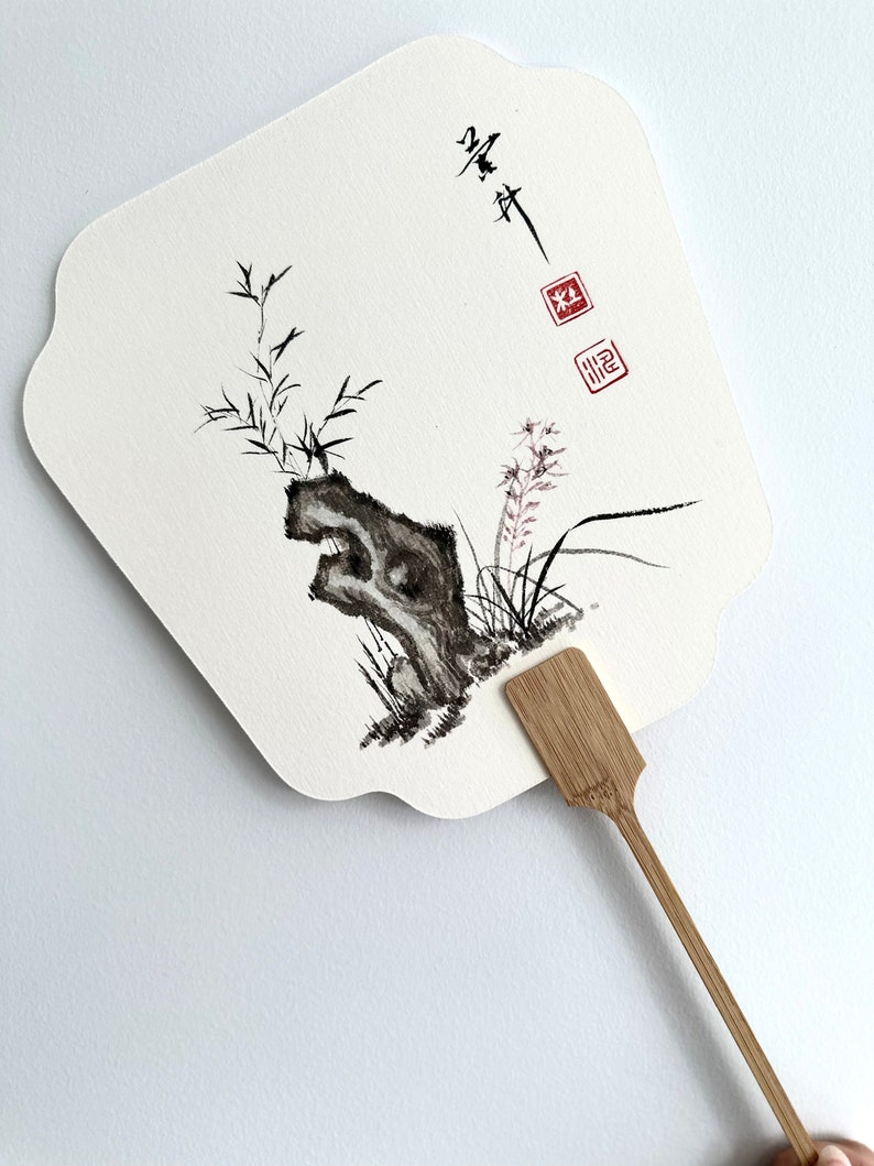 Hand-drawn Calligraphy Fan 蘭竹 (lan Zhu) "elegance and Strength" - Etsy