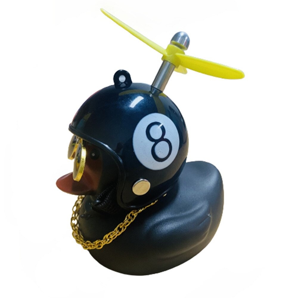 Car Cute Little Yellow Duck With Helmet Propeller Wind-breaking Duck ...