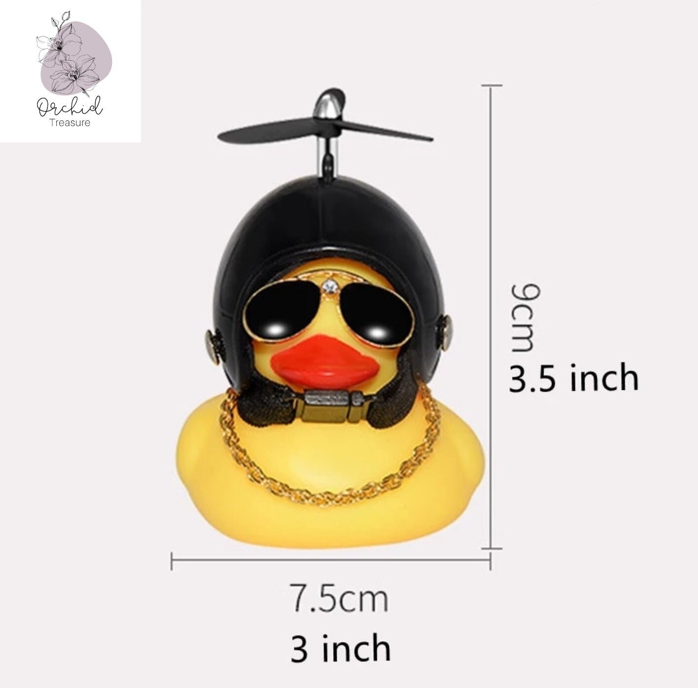 Car Cute Little Yellow Duck With Helmet Propeller Wind-breaking Duck ...