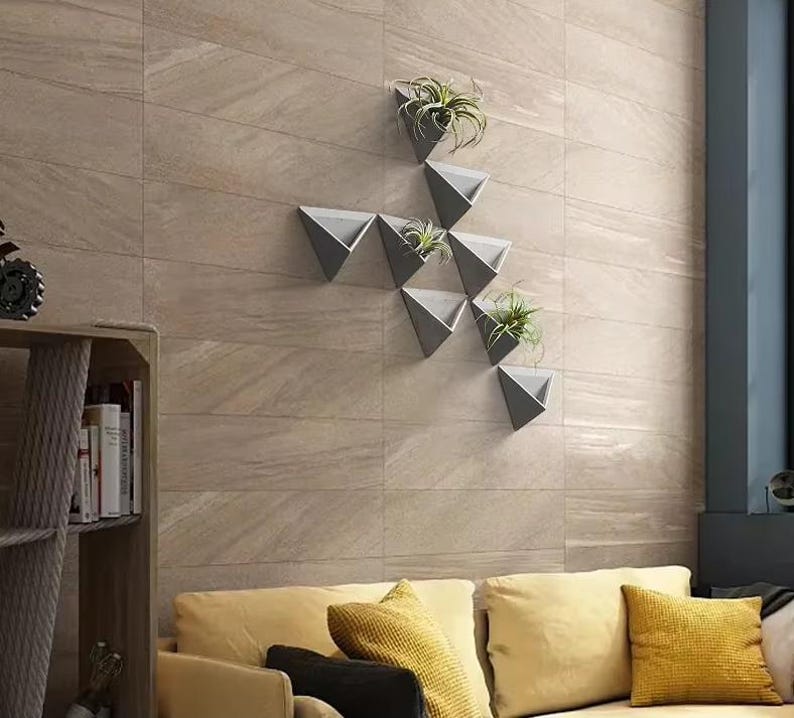 Modern Triangular Wall Planter Hanging Planter Herbs and Air Plants - Etsy