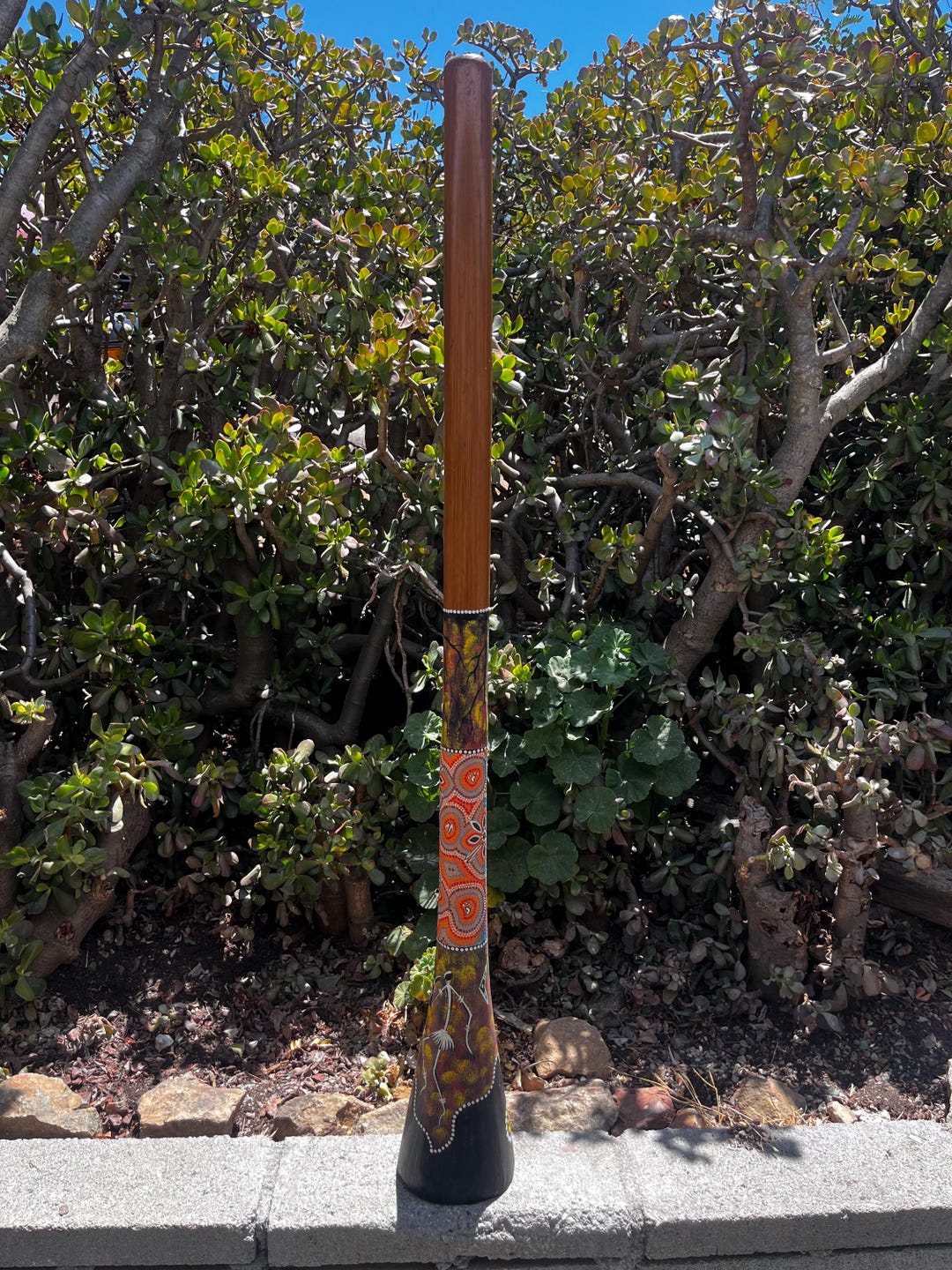 African Style Hand Carved Painted Bamboo Didgeridoo With People and Dot ...