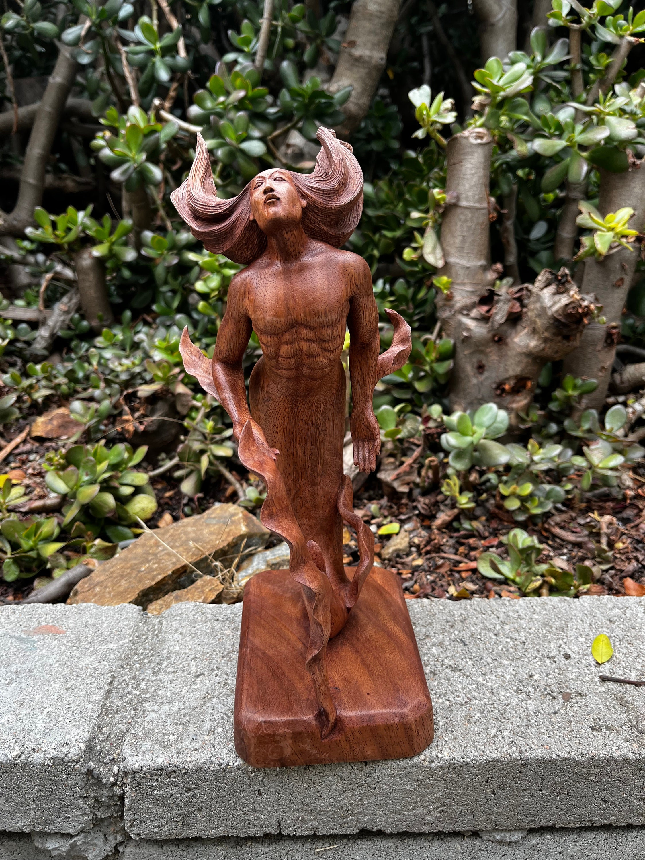Hand Carved Wooden Mythological Merman With Abs From Bali-12x6 - Etsy