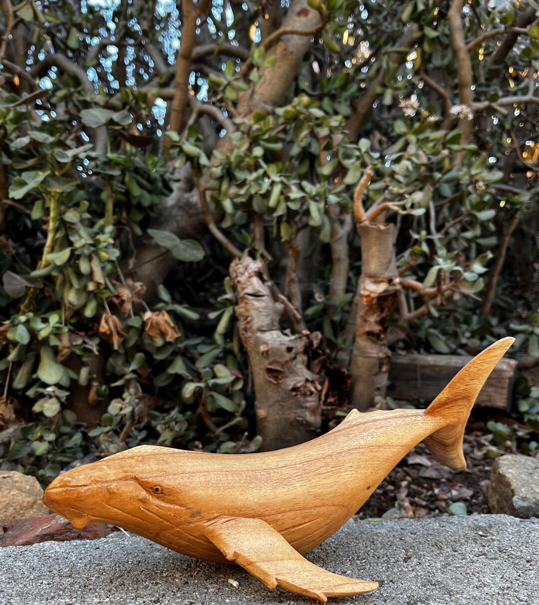 Oceanic Tropical Hand Carved Wooden Humpback Whale Tabletop Sculpture ...