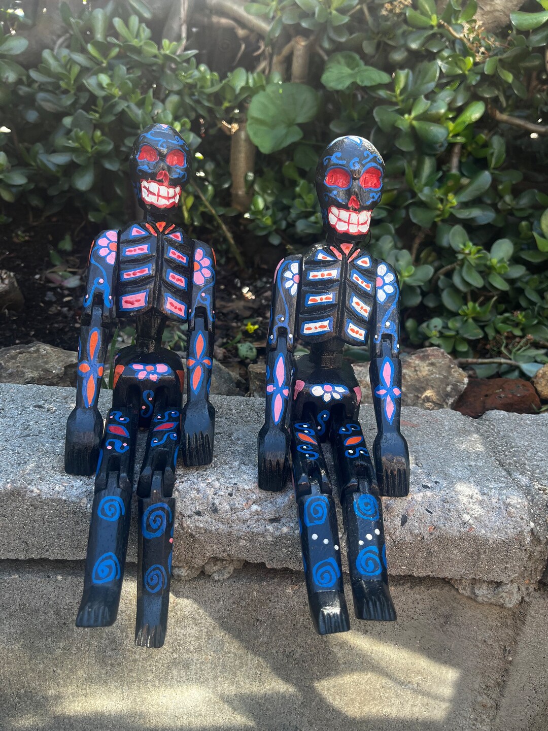 Hand Carved Wooden Skeleton Figurines From Bali-14x4 Inches - Etsy
