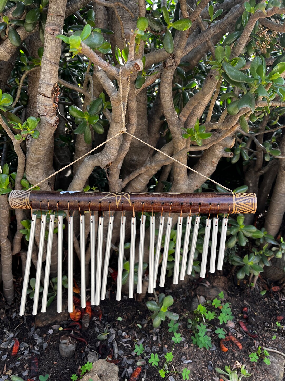Hand Carved Bamboo Dream Tribal Stick Wind Chime From Bali-16x9 Inches ...