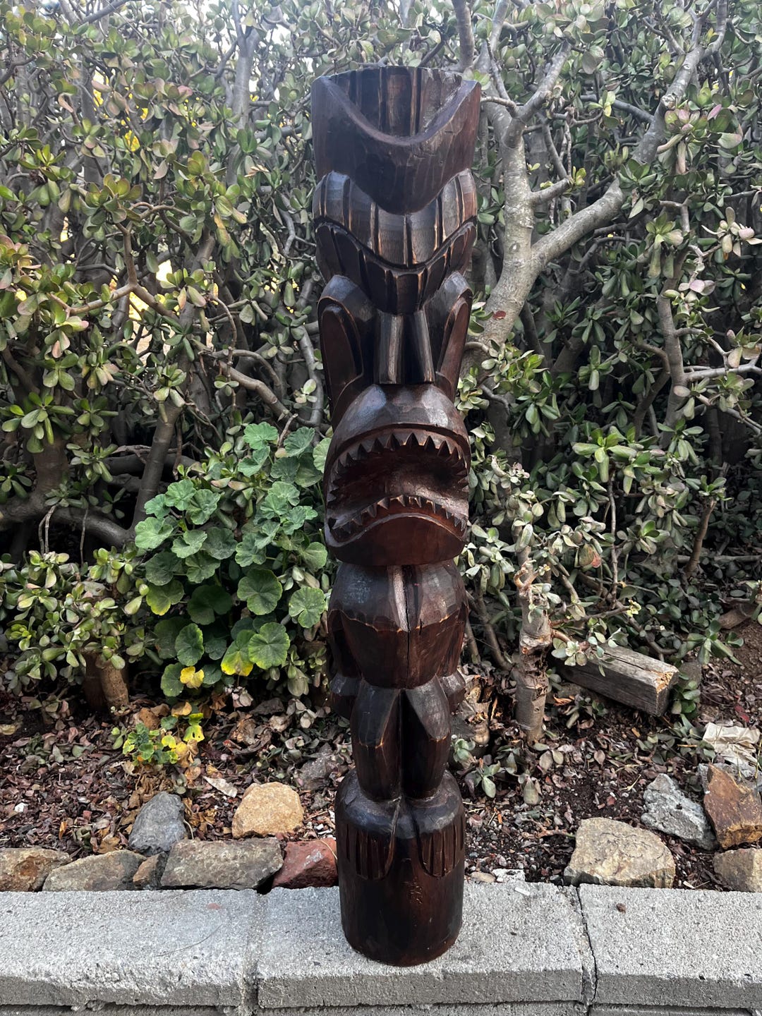 Hawaiian Style Hand Carved Wooden Ku Tiki Statue Carving From Bali-42x7 ...