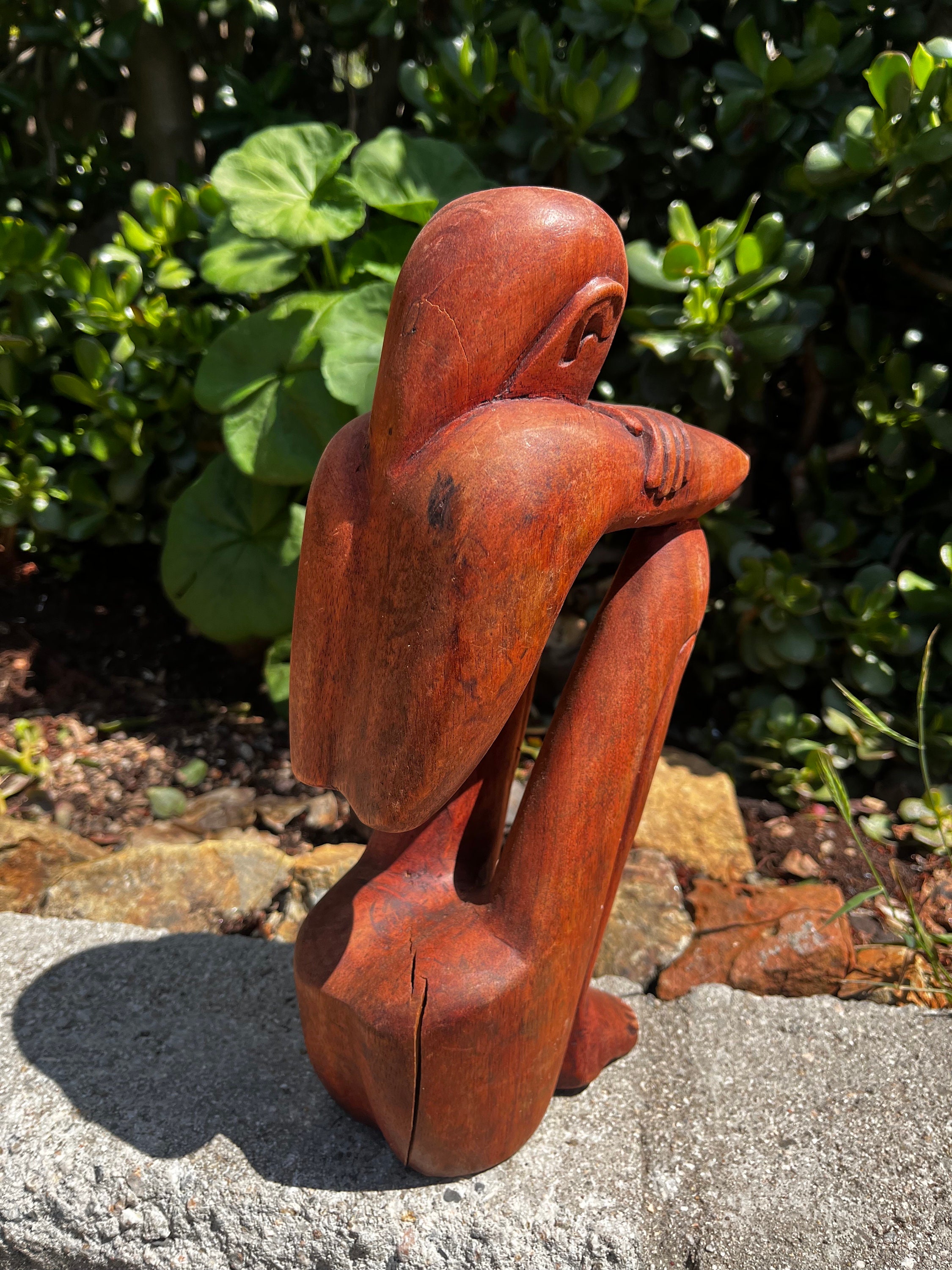 Hand Carved Wooden Abstract Crouching Statue From Bali 12x3 Inches - Etsy