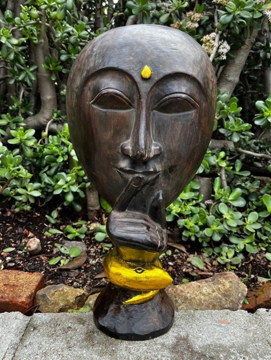 Hand Carved Wooden Buddha Shushing Face From Bali-20x10 Inches - Etsy