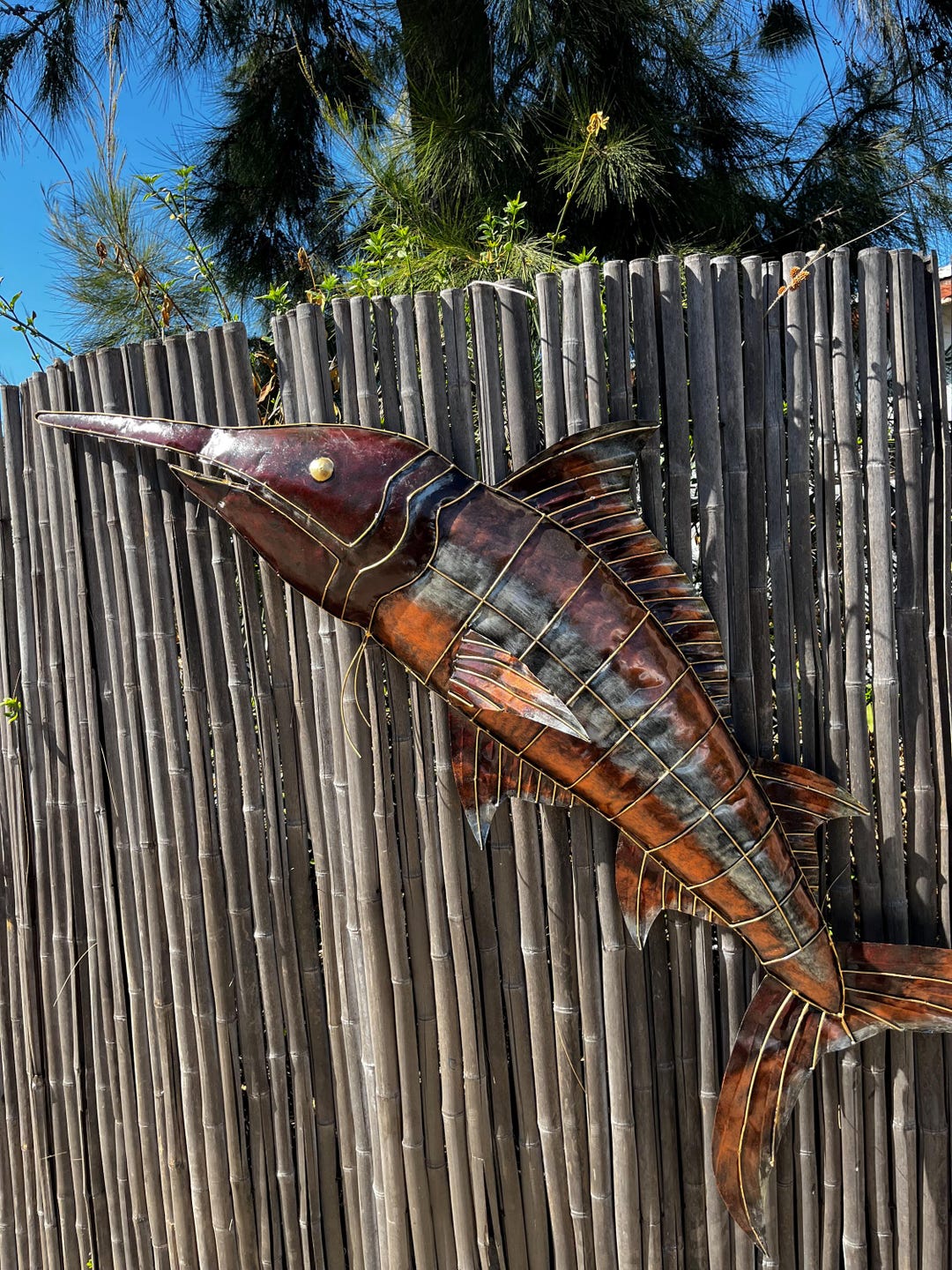 5 FT Handcrafted Painted Metal Tin Swordfish Wall Hanging – Sea Life ...