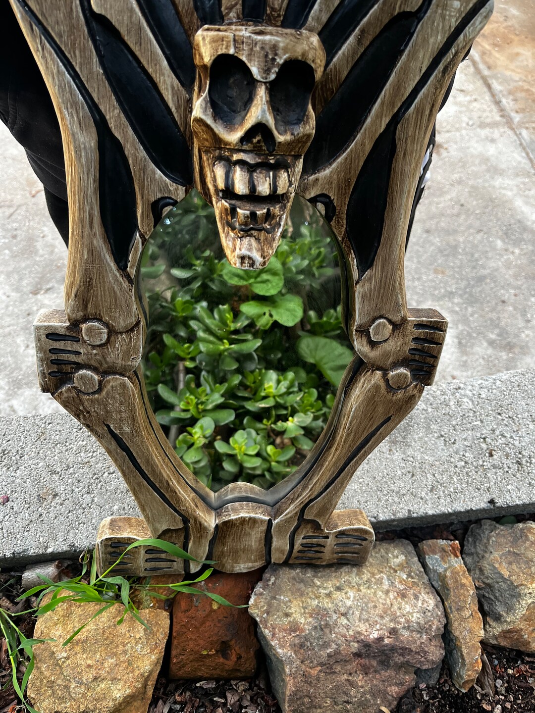 Hand Carved Wooden Voodoo Skeleton Mirror Wall Hanging From Bali-19x11 ...