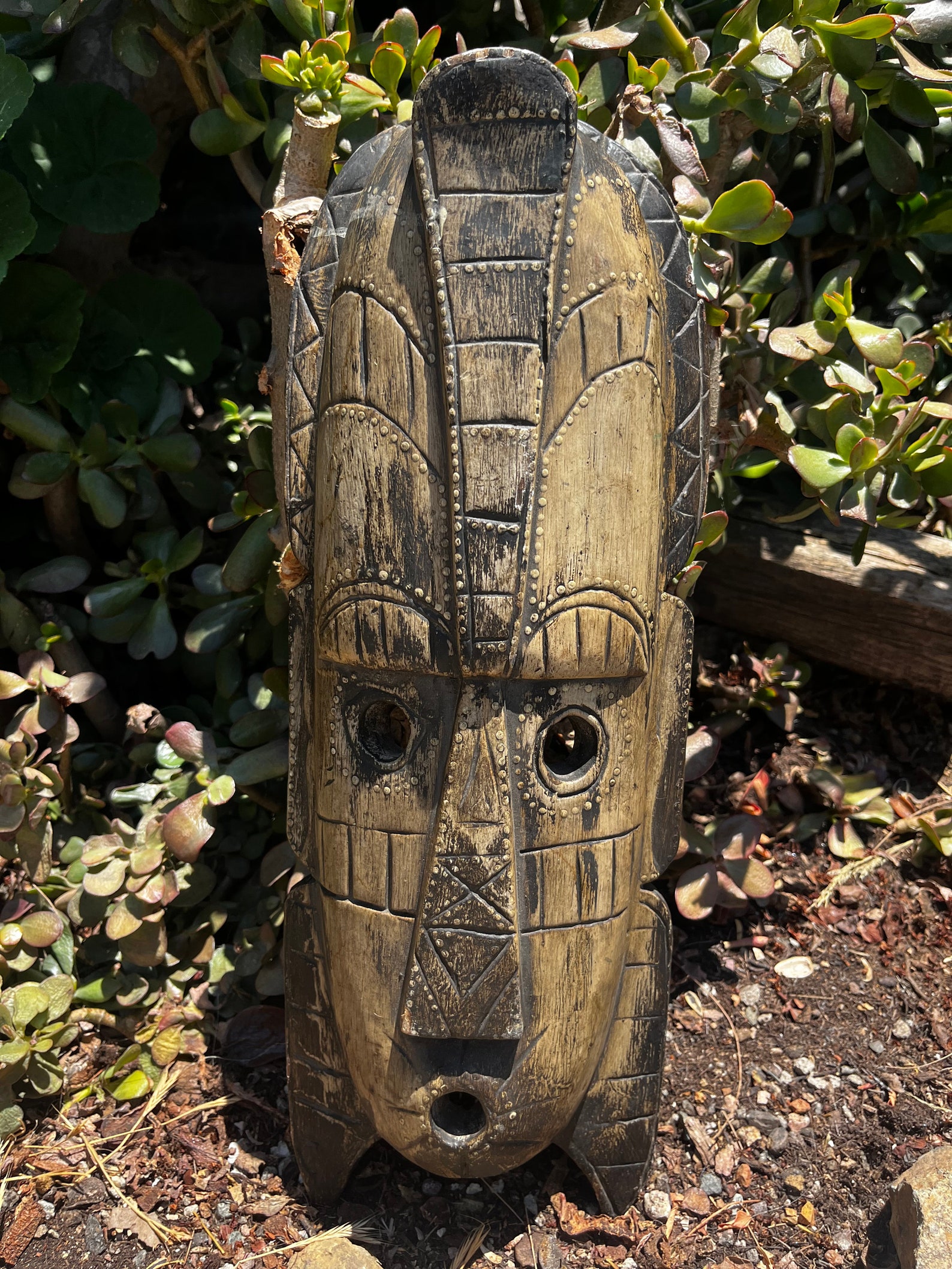 Hand Carved Wooden Aztec Tribal Face Wall Hanging From Bali-19x7 Inches ...