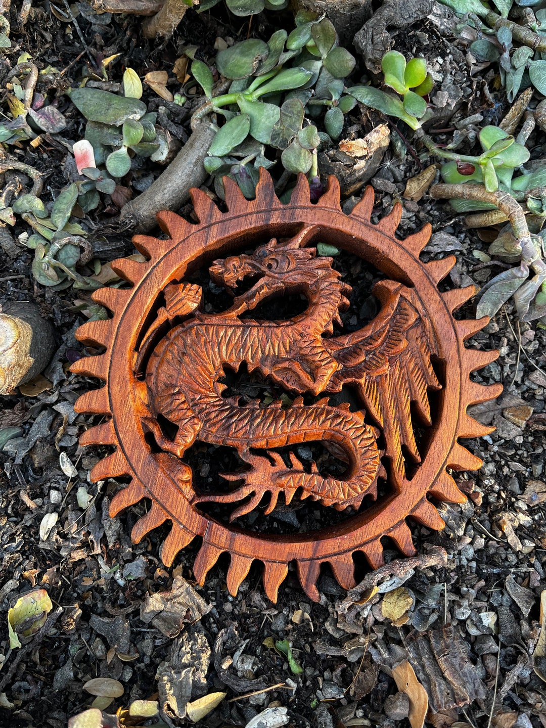 Hand Carved Wooden Dragon Plaque From Bali-8x8 Inches - Etsy