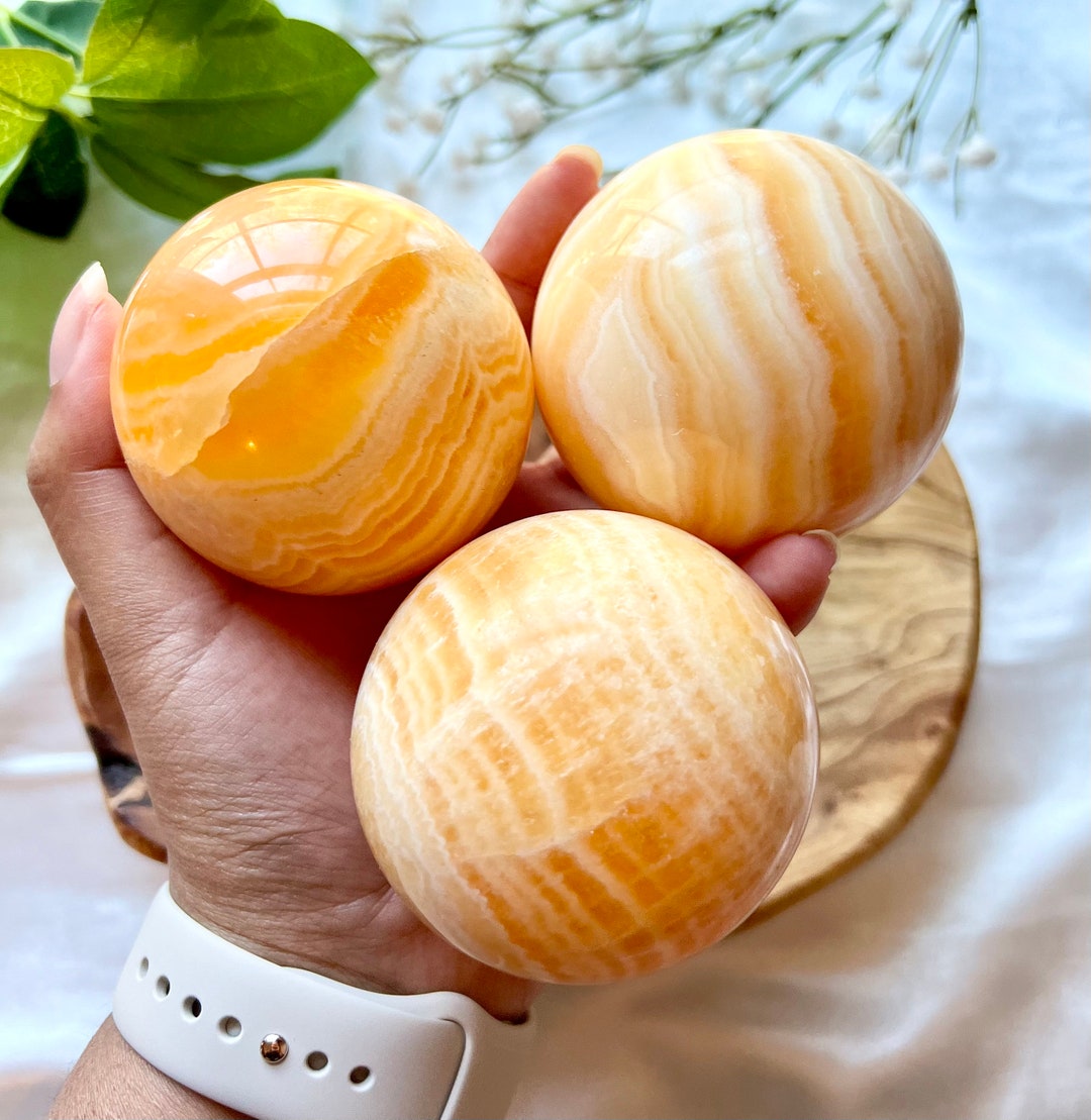 Orange Calcite Sphere, You Choose, Large Crystal Sphere, Juicy Orange ...