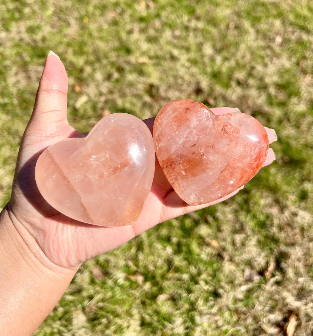 Large Fire Quartz Heart, You Choose, Hematoid Quartz Heart, Large Puffy ...