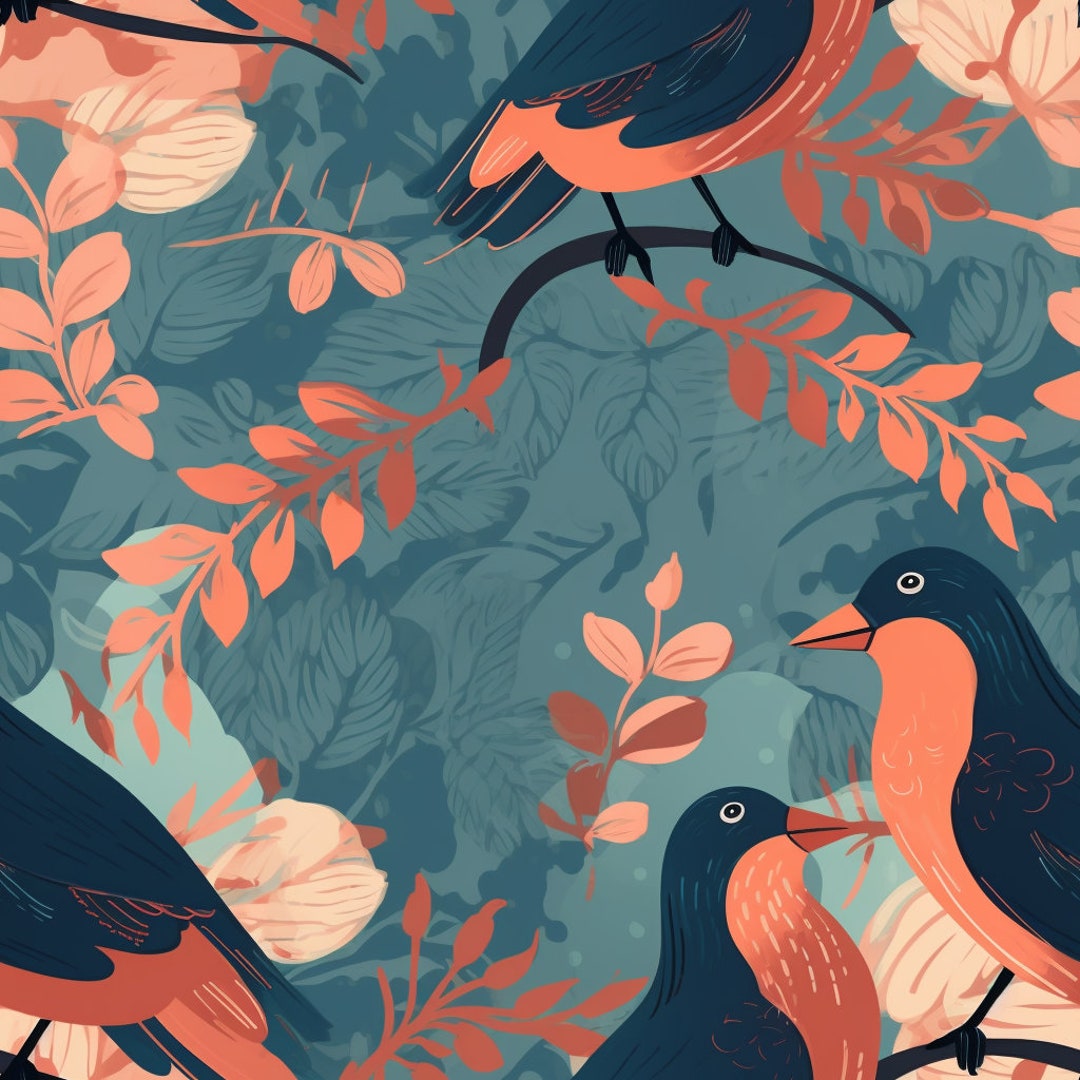 Pair Birds Graphical Design, Seamless Pattern, Printable - Etsy