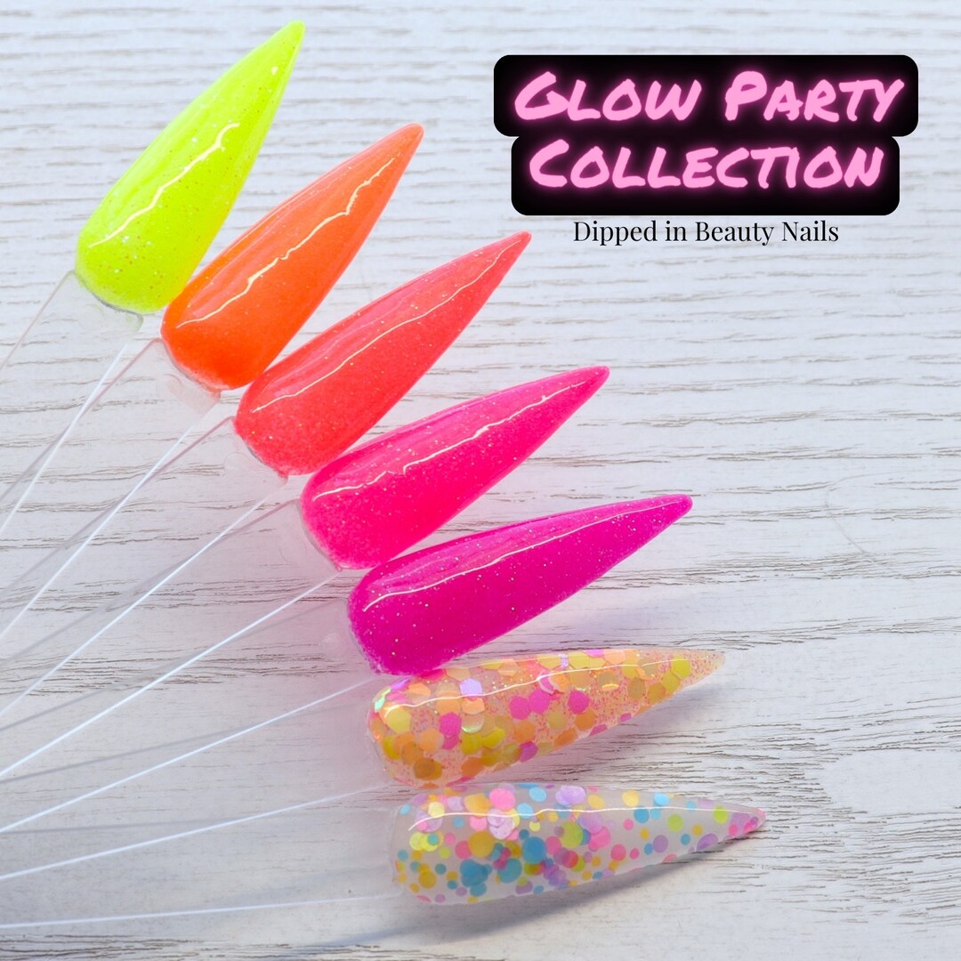 Glow Party Neon Dip Powder Collection, Glow in the Dark Dip Powder for ...