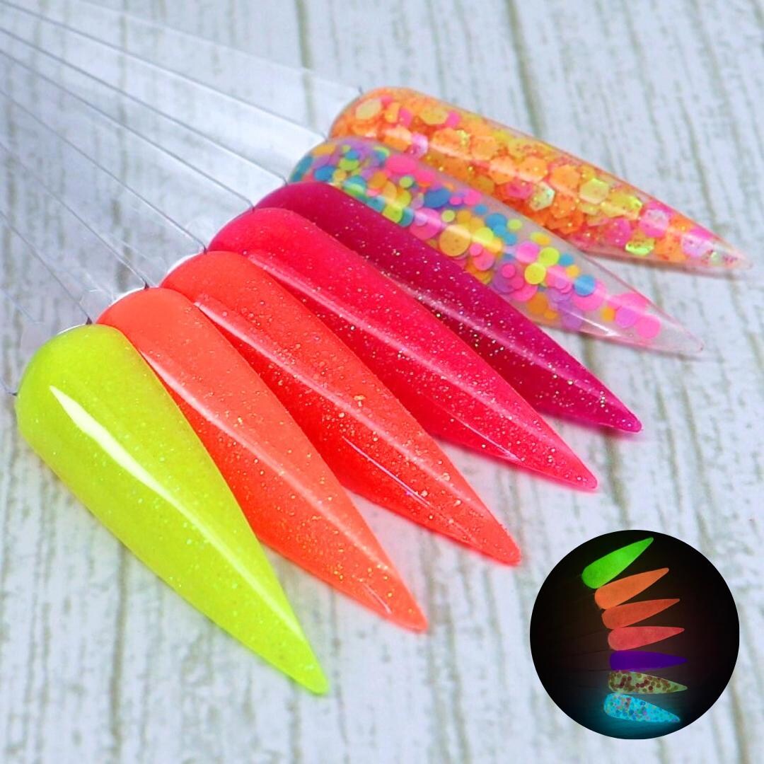 Glow Party Neon Dip Powder Collection, Glow in the Dark Dip Powder for ...