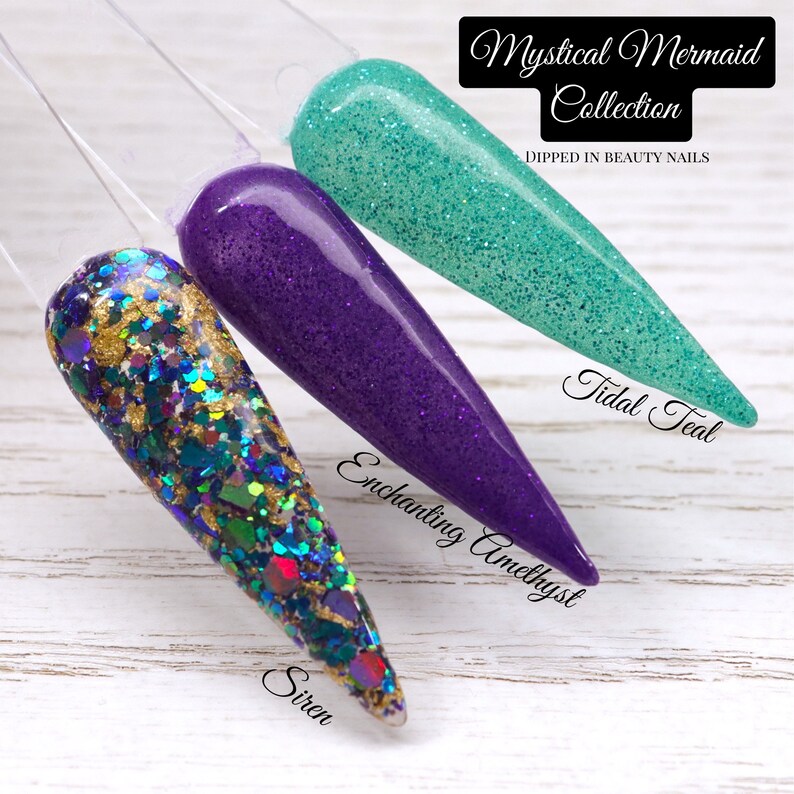 Mystical Mermaid Dip Powder Collection, Chunky Purple and Teal Gold ...