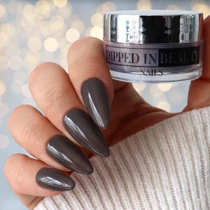 Pebble - Dark Gray Dip Powder With Subtle Shimmer, Neutral Nail Dipping ...
