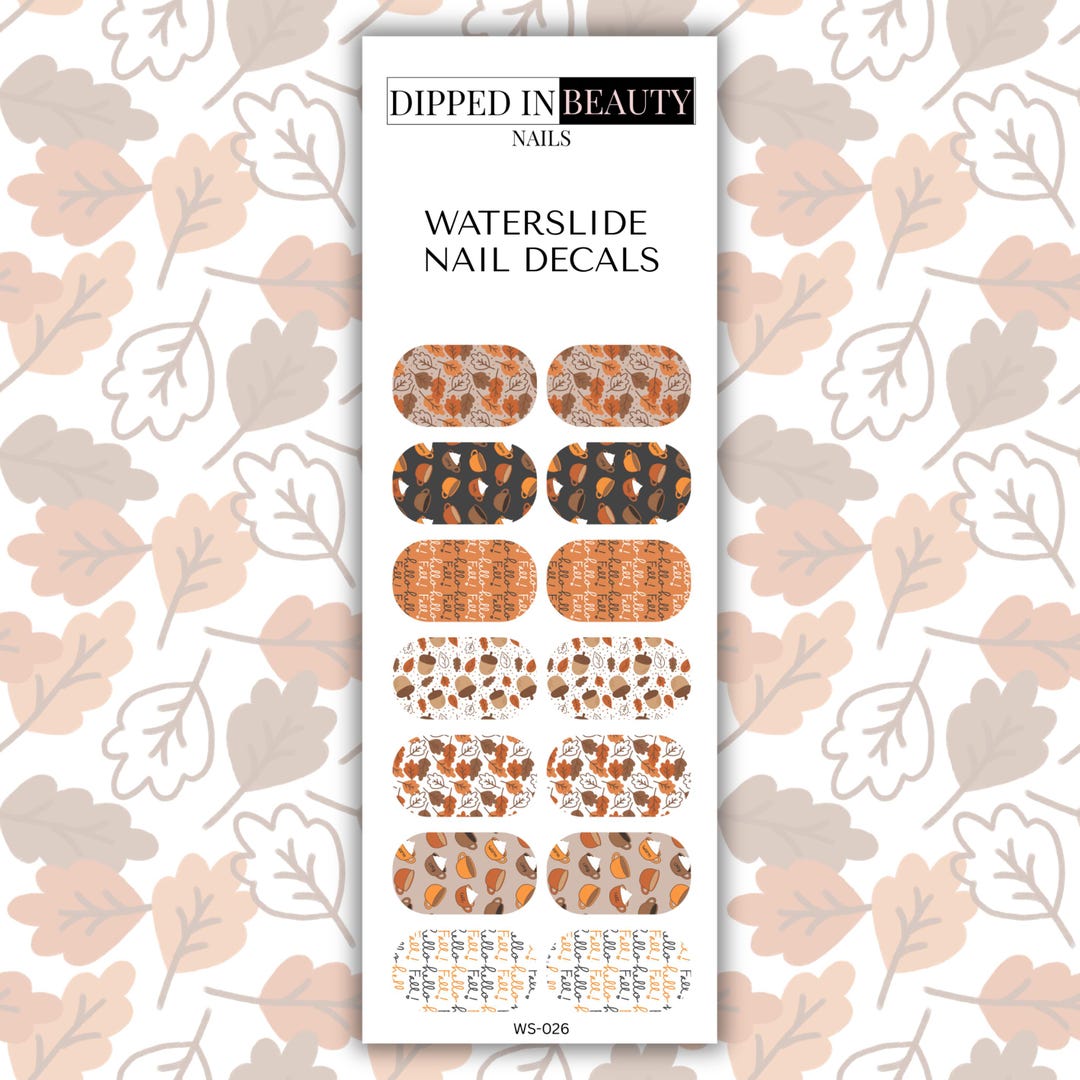 Fall Nail Decals | Acorn, Leaf & Plaid Waterslides | Cozy Autumn Full ...