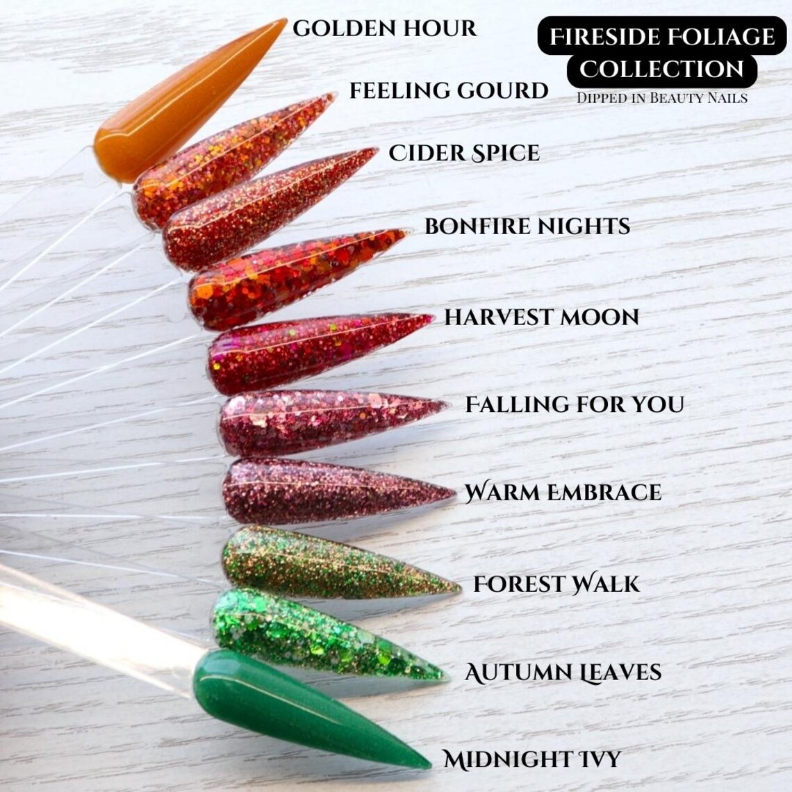 Forest Walk - Fine Glitter Dip Powder, Green and Gold Nail Dip for Fall ...