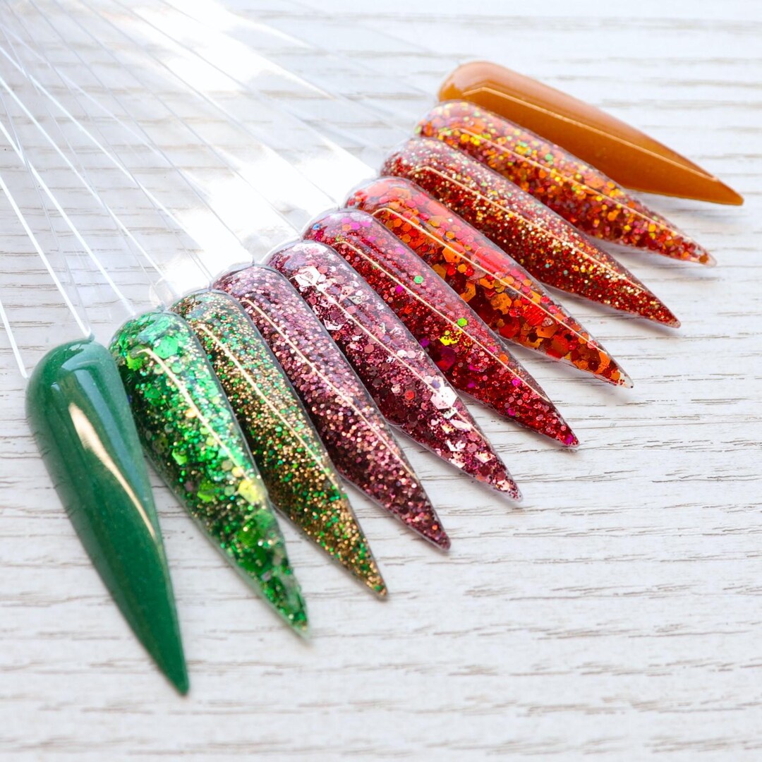 Fireside Foliage Collection - Glitter and Solid Dip Powder Nails for ...
