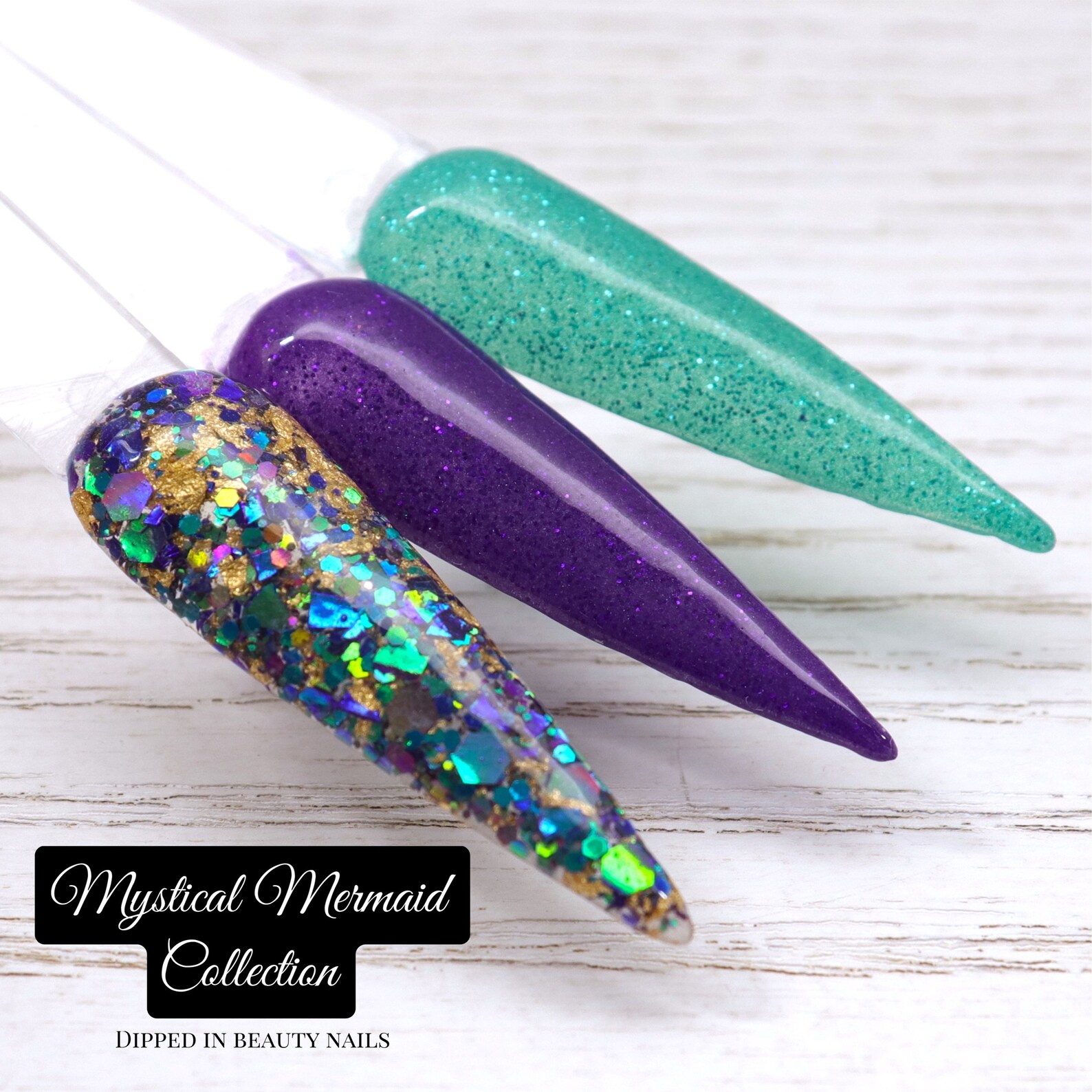 Mystical Mermaid Dip Powder Collection, Chunky Purple and Teal Gold ...