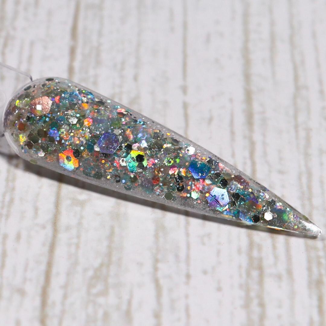Iced Dip Powder | Clear Glitter Dip With Holographic Flakes | Sparkly ...
