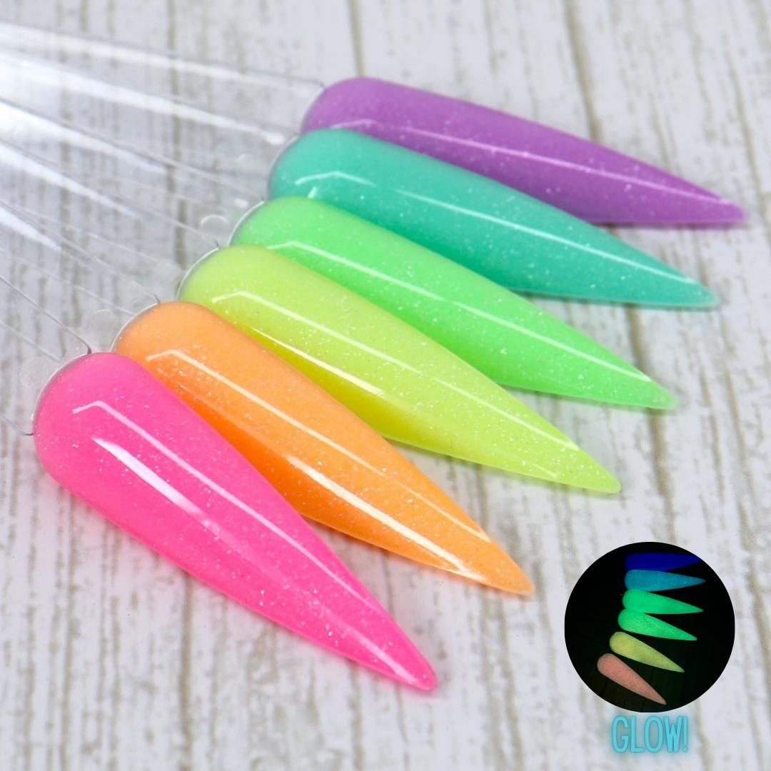 Glow in the Dark Neon Pastel Dip Powder Set – Summer Nail Dip Powder ...
