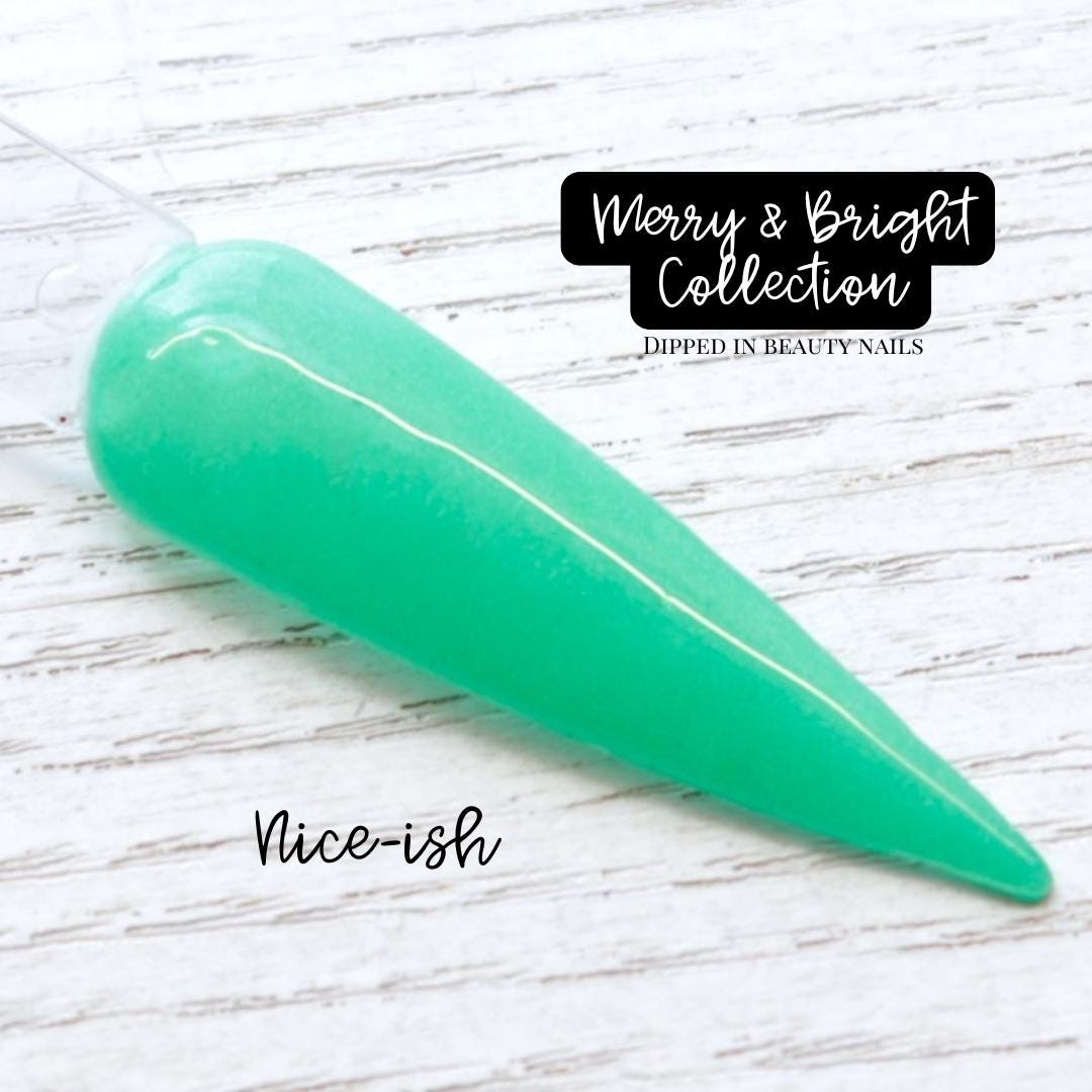 Nice-ish - Solid Green Dip Powder, Shimmer Nail Dip for Christmas Nails ...