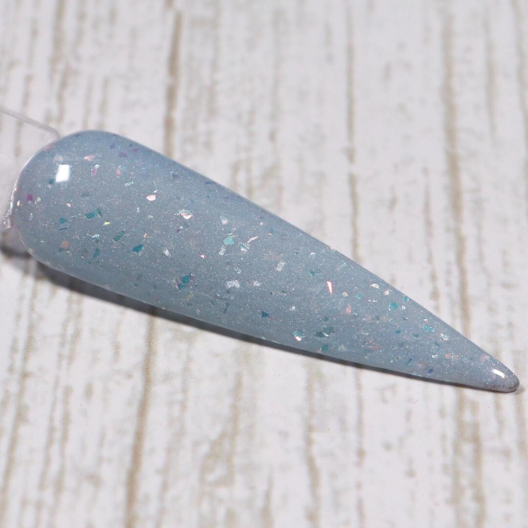 Flurries Dip Powder | Icy Blue Dip Nails With Iridescent Flakes ...