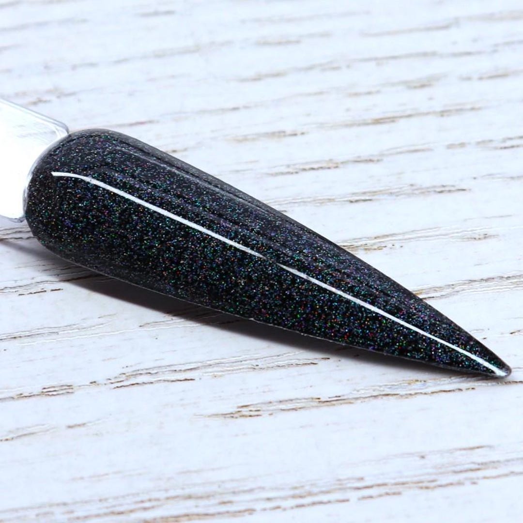 Unchained - Black Glitter Dip Powder With Holographic Sparkles, Anti ...