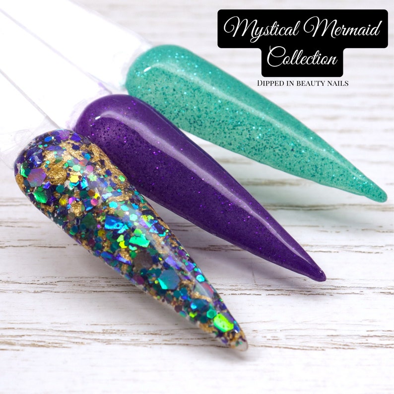 Mystical Mermaid Dip Powder Collection, Chunky Purple and Teal Gold ...