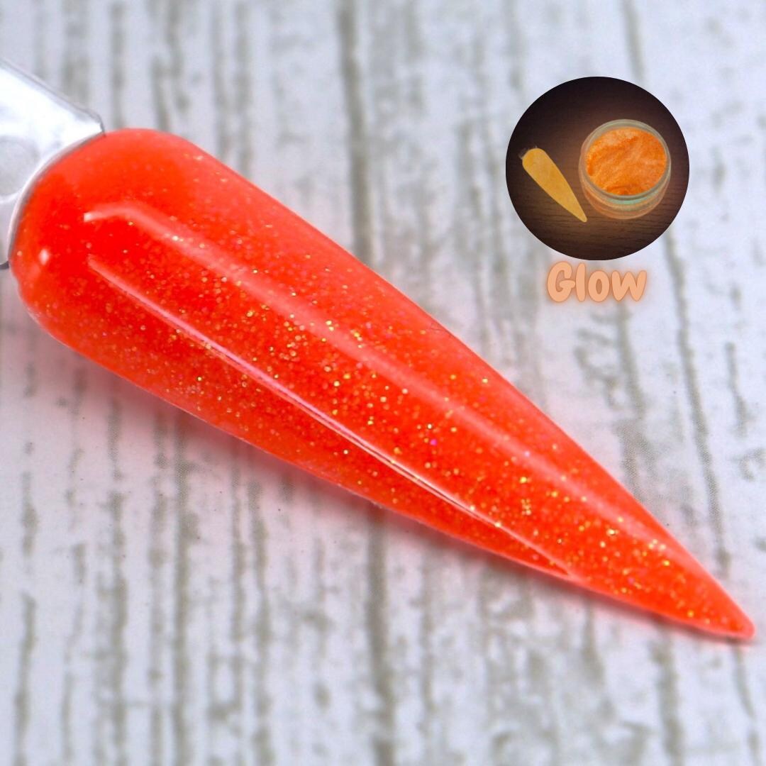 Neon Nectarine - Bright Orange Glow in the Dark Glitter Dip Powder for ...