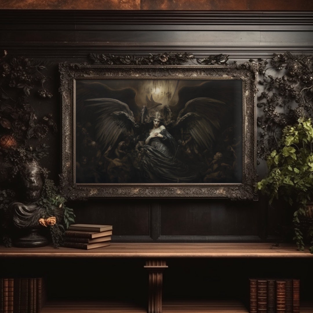 Moody Vintage Oil Painting - Fallen Angel- Dark Academia - Fallen Angel ...