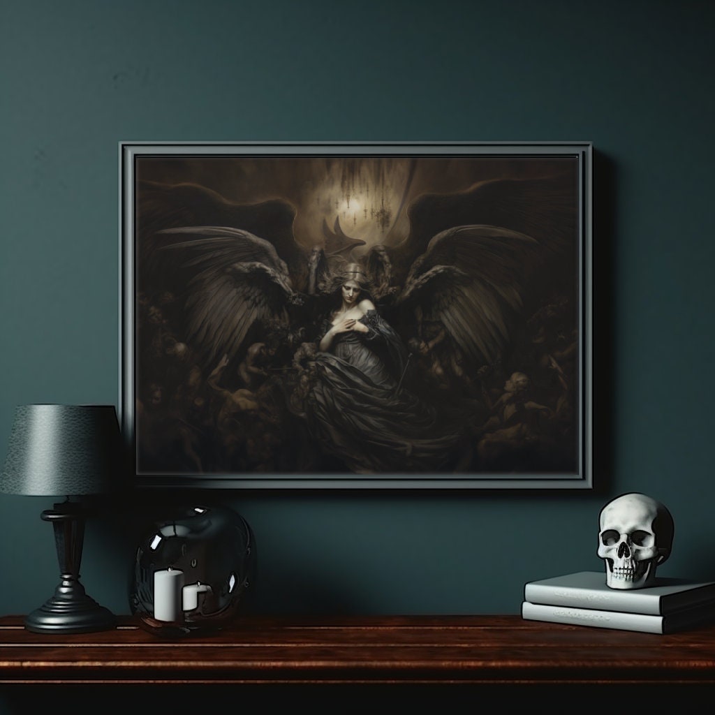 Moody Vintage Oil Painting - Fallen Angel- Dark Academia - Fallen Angel ...