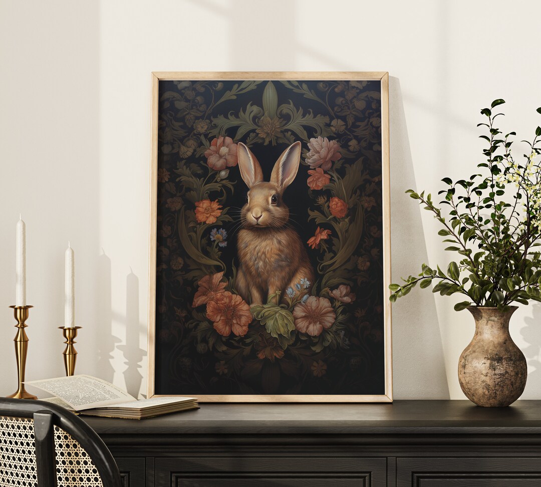 William Morris Poster - Inspired Rabbit Art - Forest Collection ...