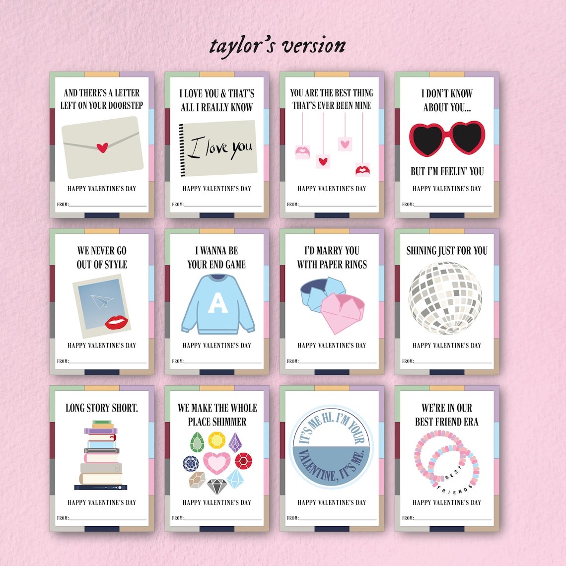 Printable Taylor Swift Valentines Day Cards for Girls Instant Download ...